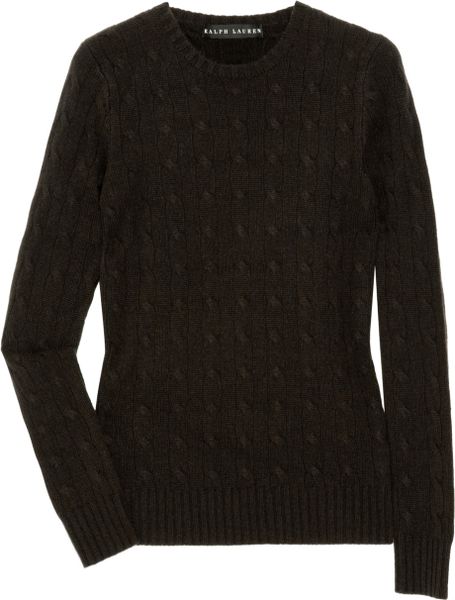 Ralph Lauren Black Label Cable Knit Cashmere Sweater In Black Lyst