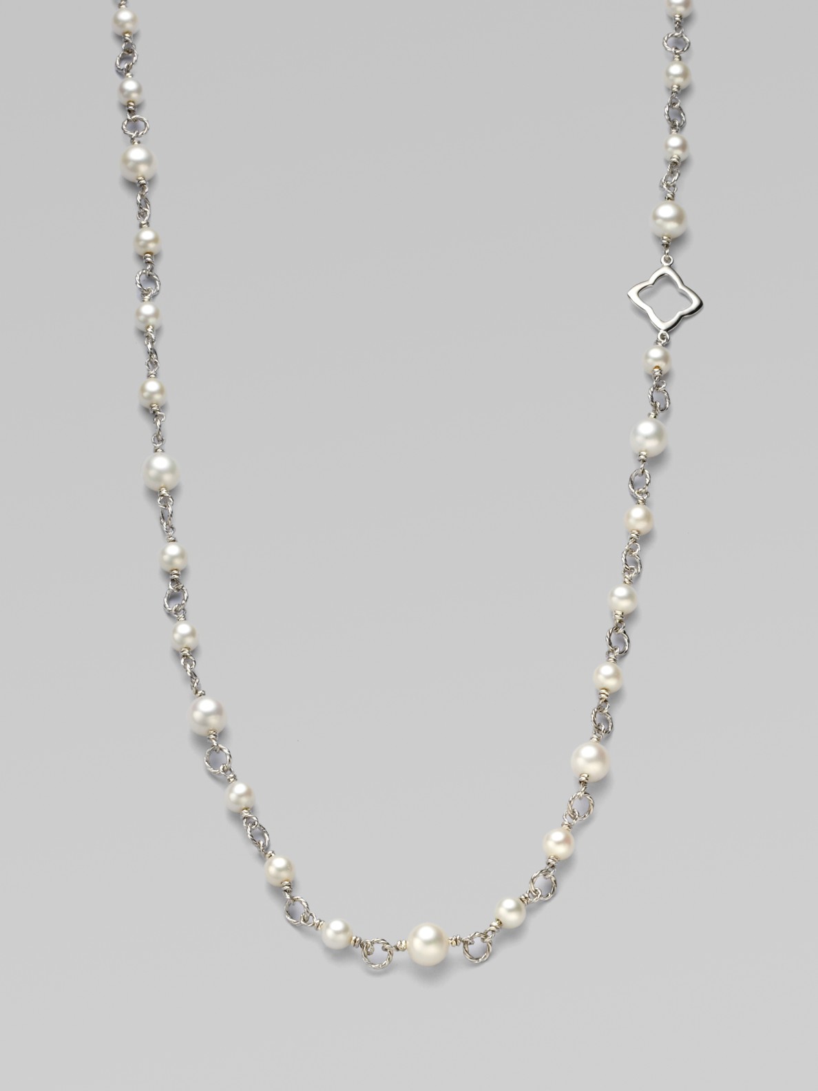 David Yurman Sterling Silver & Pearl Cable Link Necklace in Silver | Lyst David Yurman Sterling Silver & Pearl Cable Link Necklace in Silver | Lyst