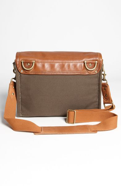 Fossil Workman Commuter Canvas Leather Messenger Bag In Brown For Men