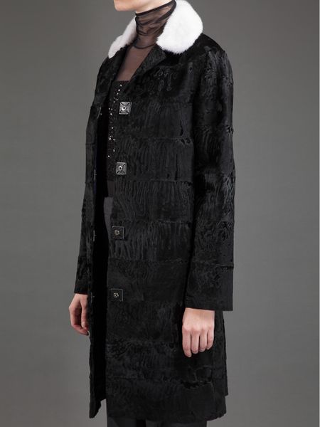 Liska Karakul Lamb Fur Coat in Black | Lyst Liska Karakul Lamb Fur Coat in Black | Lyst