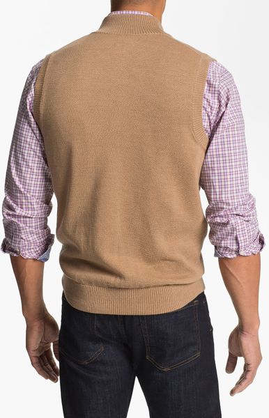 Thomas Dean Quarter Zip Wool Sweater Vest In For Men Start Of Color