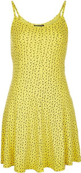 Topshop Ditsy Floral Flippy Dress In Yellow Lyst
