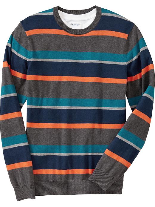 Old Navy Multicolorstripe Crewneck Sweaters In Multicolor For Men