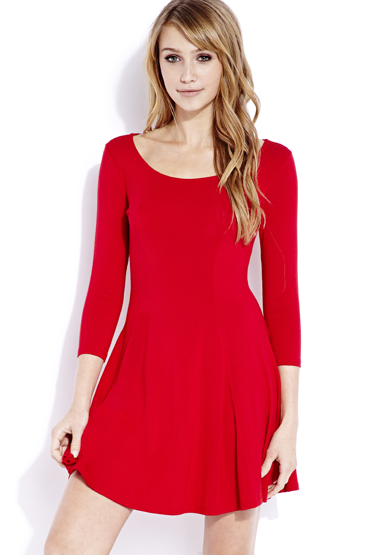 Forever 21 Go To Fit And Flare Dress In Red Lyst