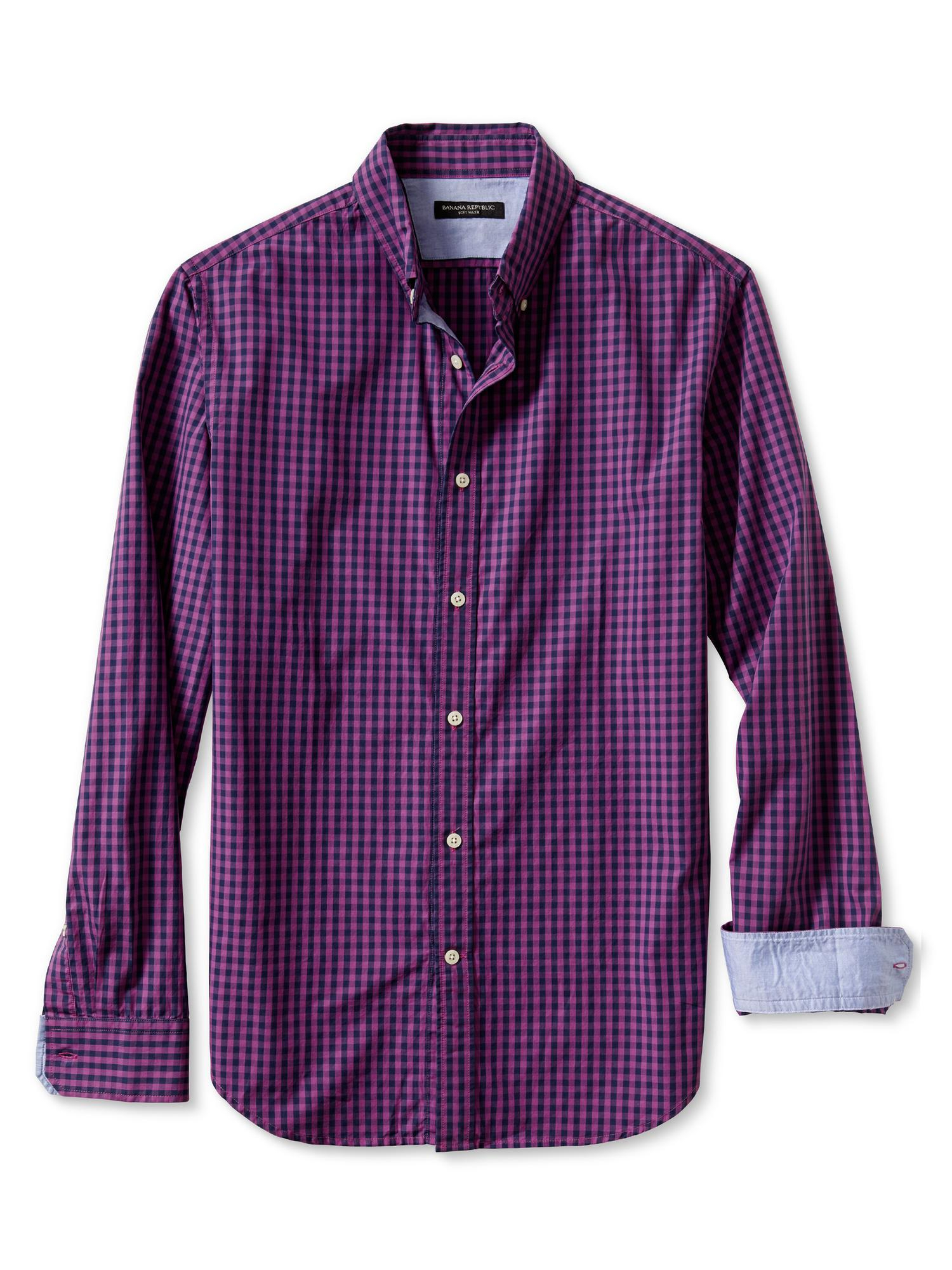 Banana Republic Tailored Slim Fit Soft Wash Gingham Button Down Shirt