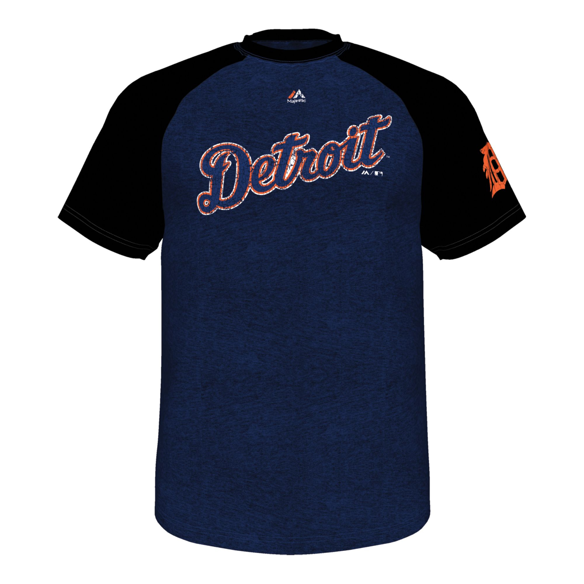 Majestic Mens Shortsleeve Detroit Tigers Raglan Tshirt In Blue For Men