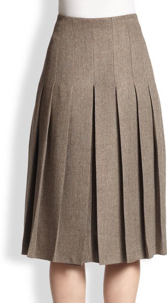 Akris Pleated Tweed Skirt In Gray (cordoba Gray) | Lyst