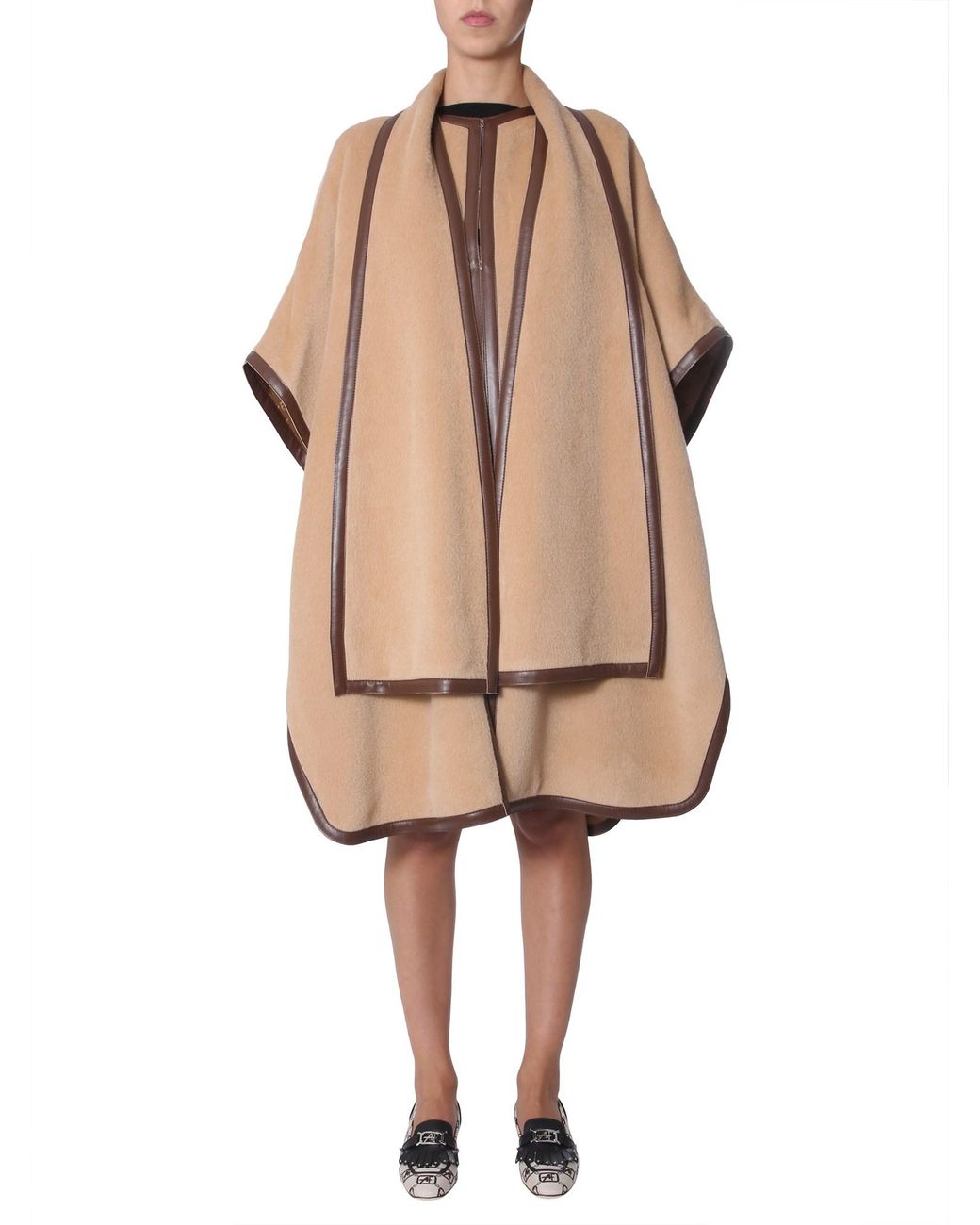 Alberta Ferretti Combed Wool Cape in Beige (Natural) - Lyst
