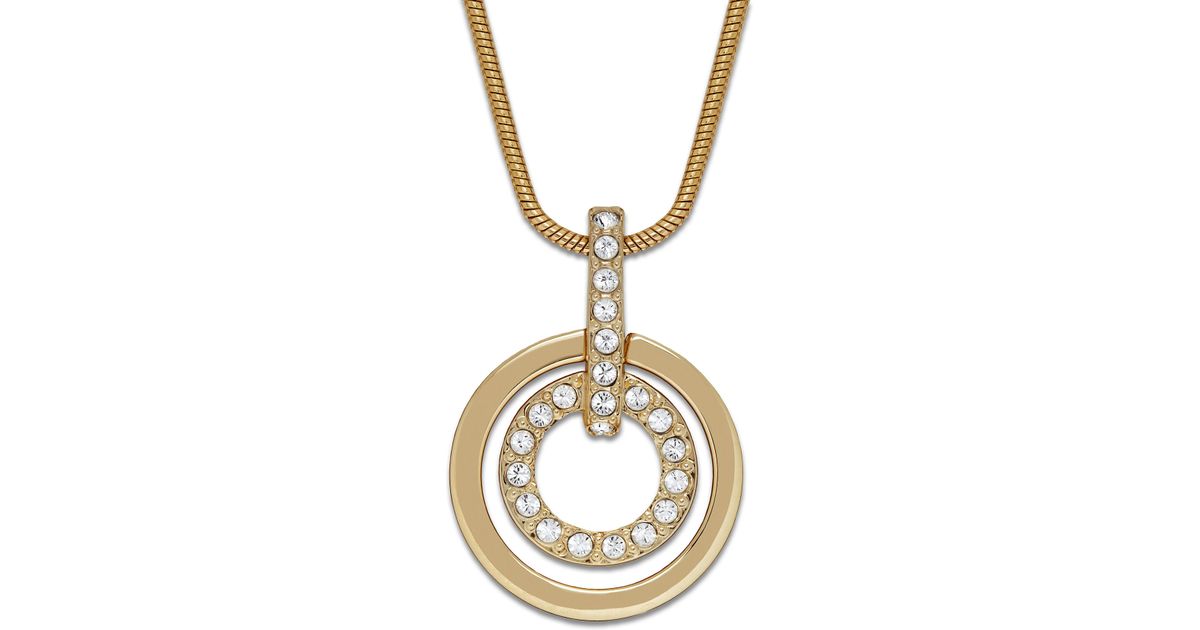 Lyst - Swarovski Necklace, Gold-tone Double Circle Crystal Pendant in ... Lyst - Swarovski Necklace, Gold-tone Double Circle Crystal Pendant in ...