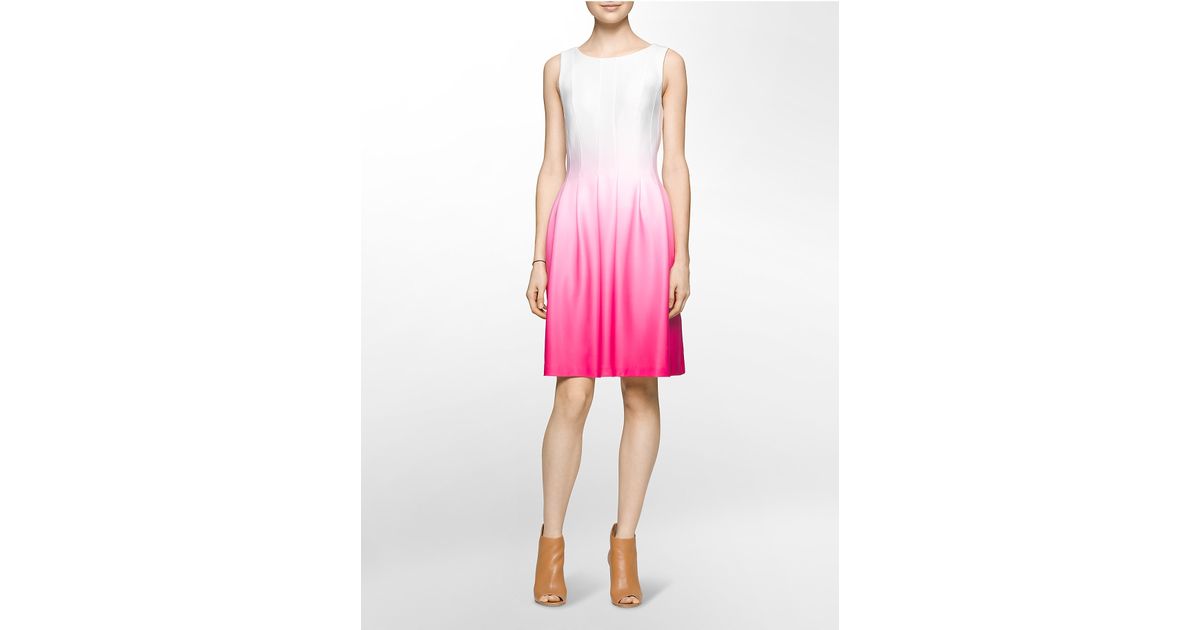 Lyst Calvin Klein White Label Seamed Ombrã© Knit Dress In White