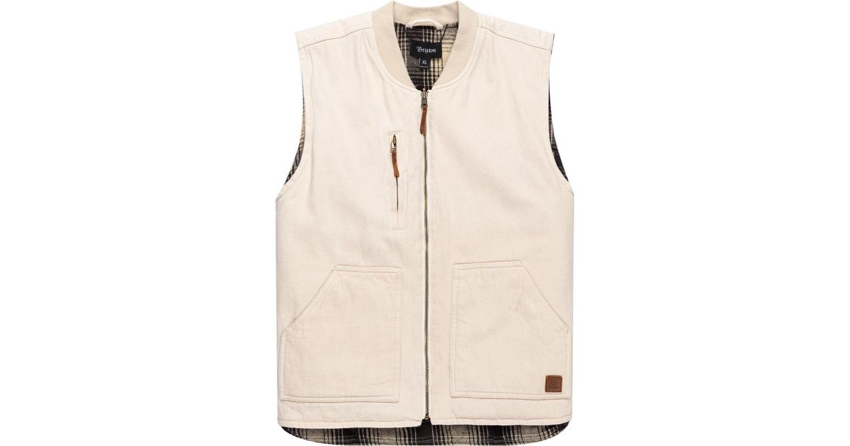 Brixton Cotton Abraham Reversible Vest in Vanilla (Natural) for Men - Lyst