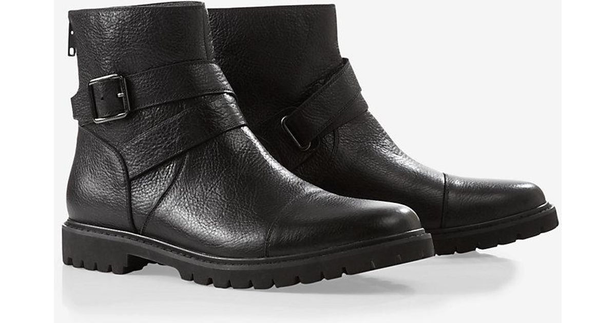 Lyst - Express Black Leather Buckle Boot in Black for Men