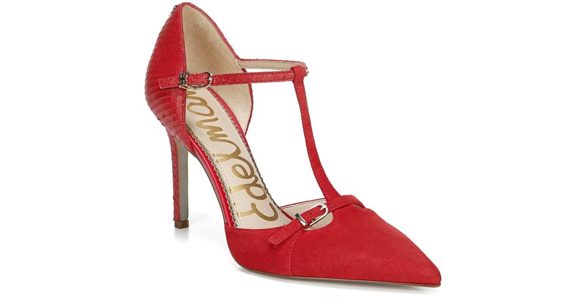 Sam Edelman Women's Harpar T - Strap Pumps in Red - Save 1% - Lyst