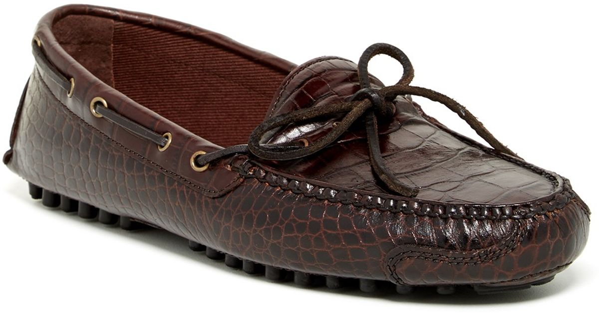 Lyst - Cole Haan Gunnison Ii Driving Croc Embossed Leather Loafer in ...