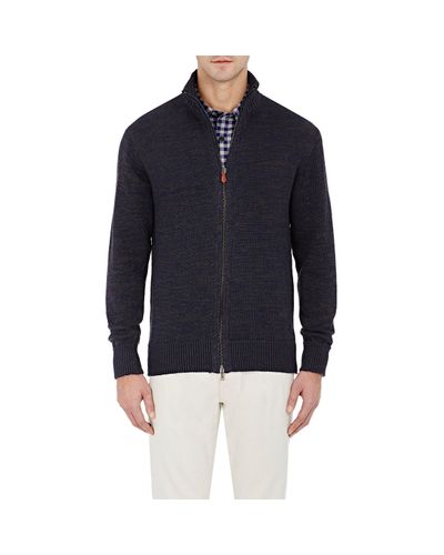 Lyst - Inis Meáin Men's Zip-front Cardigan in Blue for Men