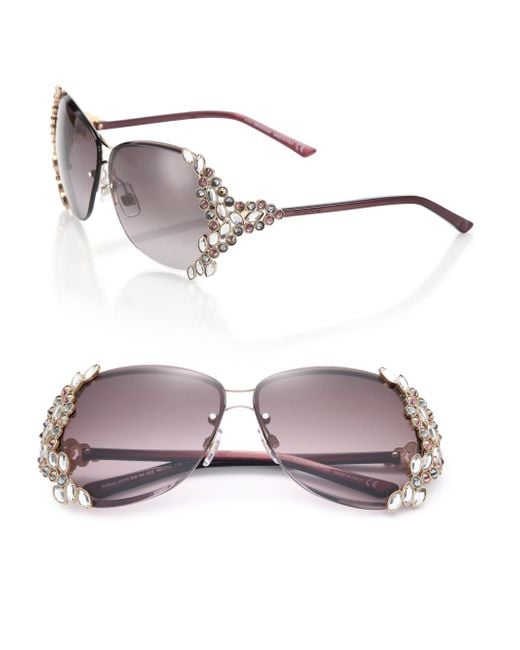 Swarovski Special Edition 65mm Crystal Sunglasses In Black Violet Lyst