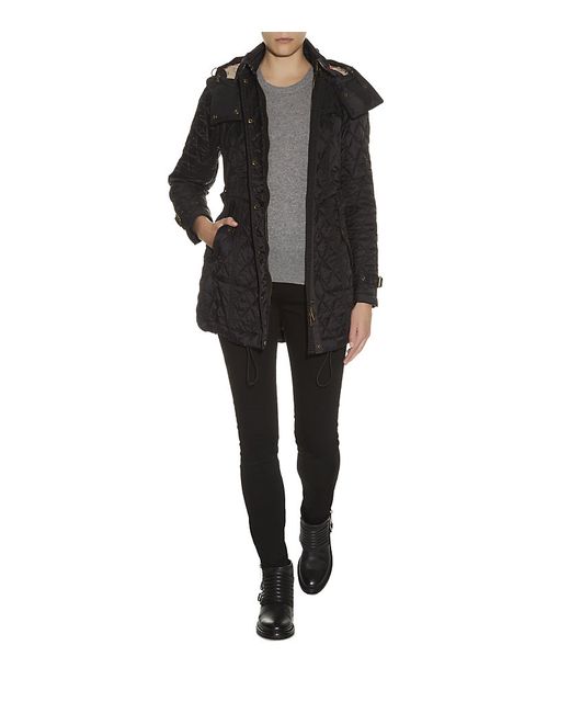 Burberry Finsbridge Diamond Quilted Coat in Black | Lyst Burberry Finsbridge Diamond Quilted Coat in Black | Lyst
