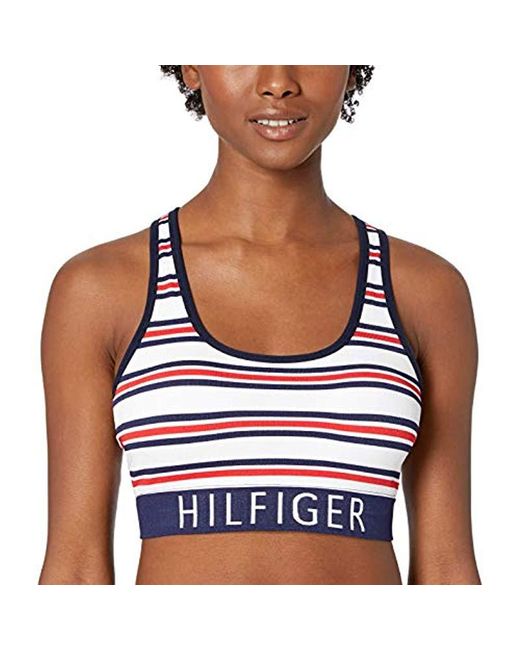 Lyst - Tommy Hilfiger Seamless Bralette Bra in Blue