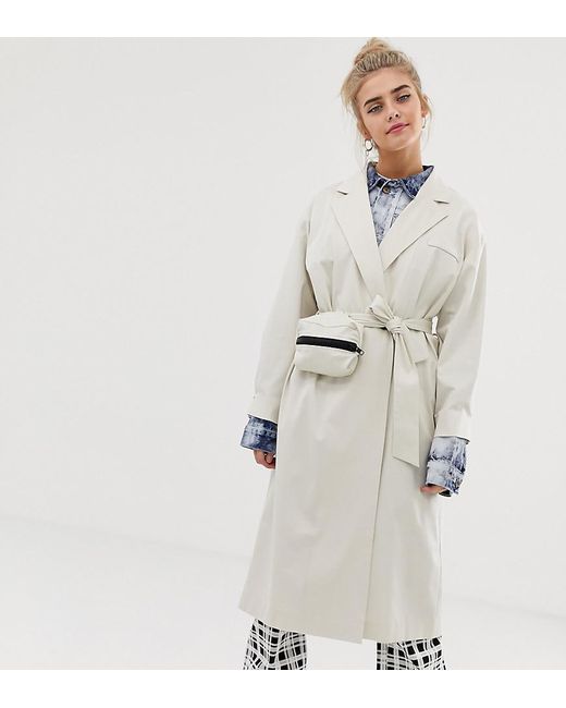 Collusion Trench Coat With Removable Bag in Natural - Lyst