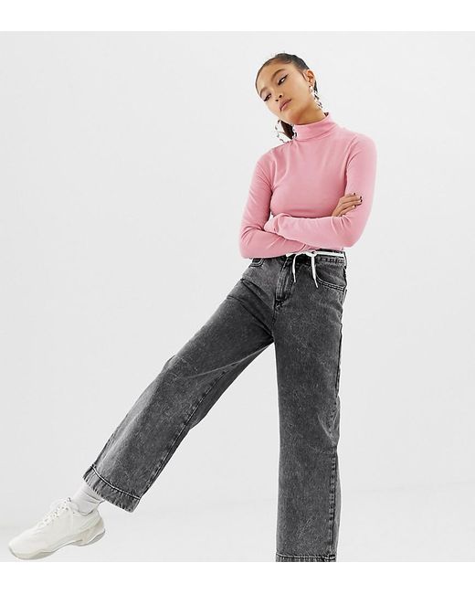 Lyst - Collusion X007 Wide Leg Jean In Washed Black in Black