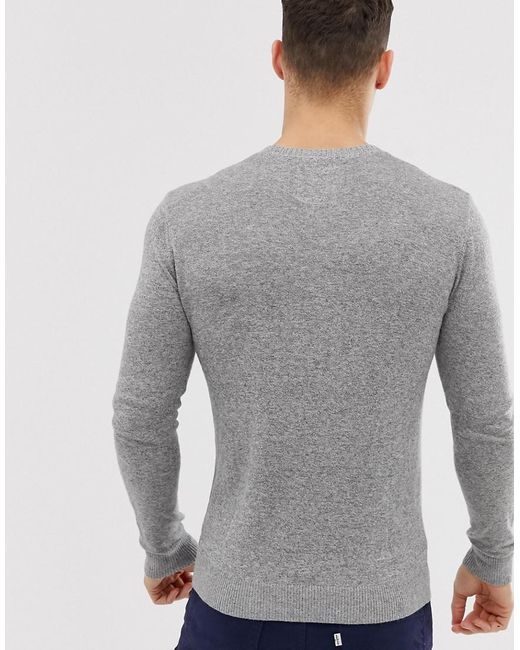 Hollister Lightweight Muscle Fit Crew Neck Knit Jumper In Grey Marl in ...