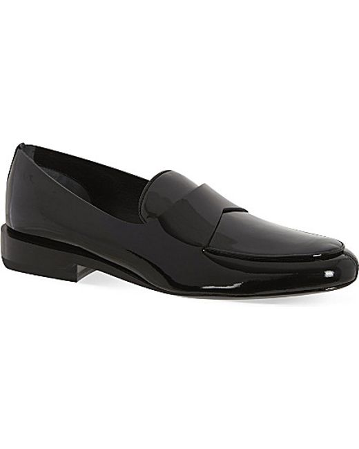Jil sander Patent Leather Loafers in Black | Lyst