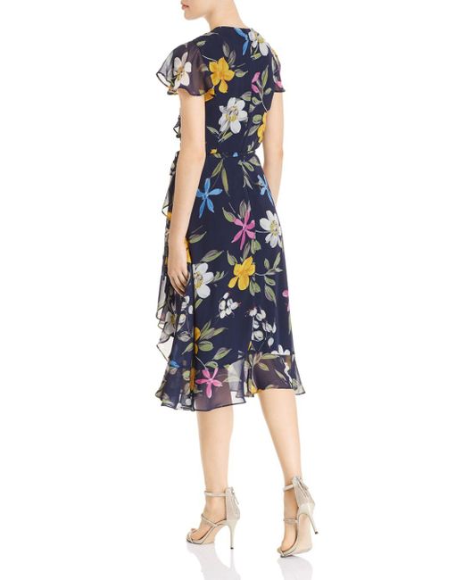 Adrianna Papell Floral Print Chiffon Midi Dress In Blue Save 52 Lyst