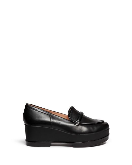 Robert clergerie 'yokolej' Leather Wedge Platform Loafers in Black ...