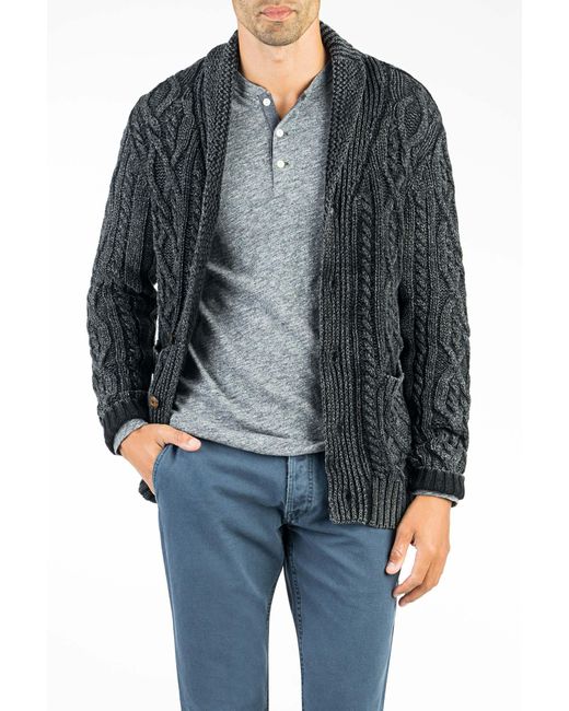 Faherty brand Indigo Cable Cardigan in Black for Men | Lyst