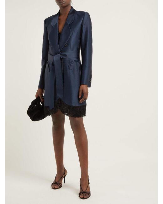 Lyst - Blazé Milano Let's Fly Sunshine Belted Fringed Silk Midi Dress ...
