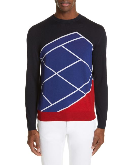 Lyst - Z Zegna Techmerino(tm) Intarsia Extra Slim Fit Sweater in Blue ...