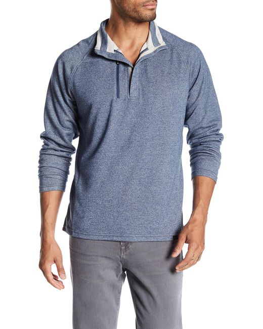 Lyst - Hawke & co. Double Knit Melange 1/4 Zip Sweatshirt in Blue for Men