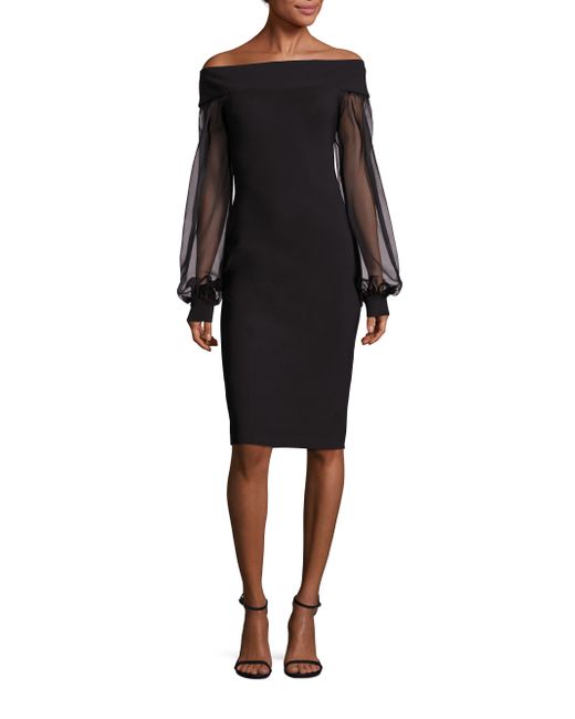 La petite robe di chiara boni Sheer Bishop Sleeve Sheath Dress in Black ...