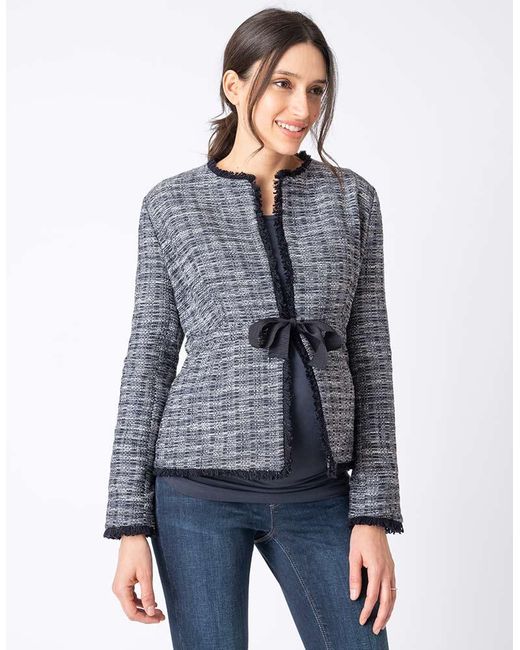 Seraphine Denim Navy Blue Bouclé Maternity Jacket - Lyst