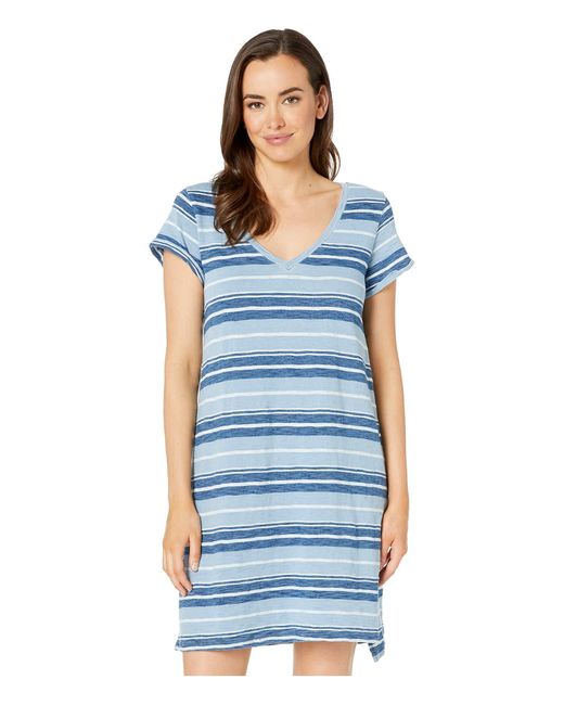 Dylan By True Grit Textured Slub Stripe V-neck Short Sleeve Dress in ...