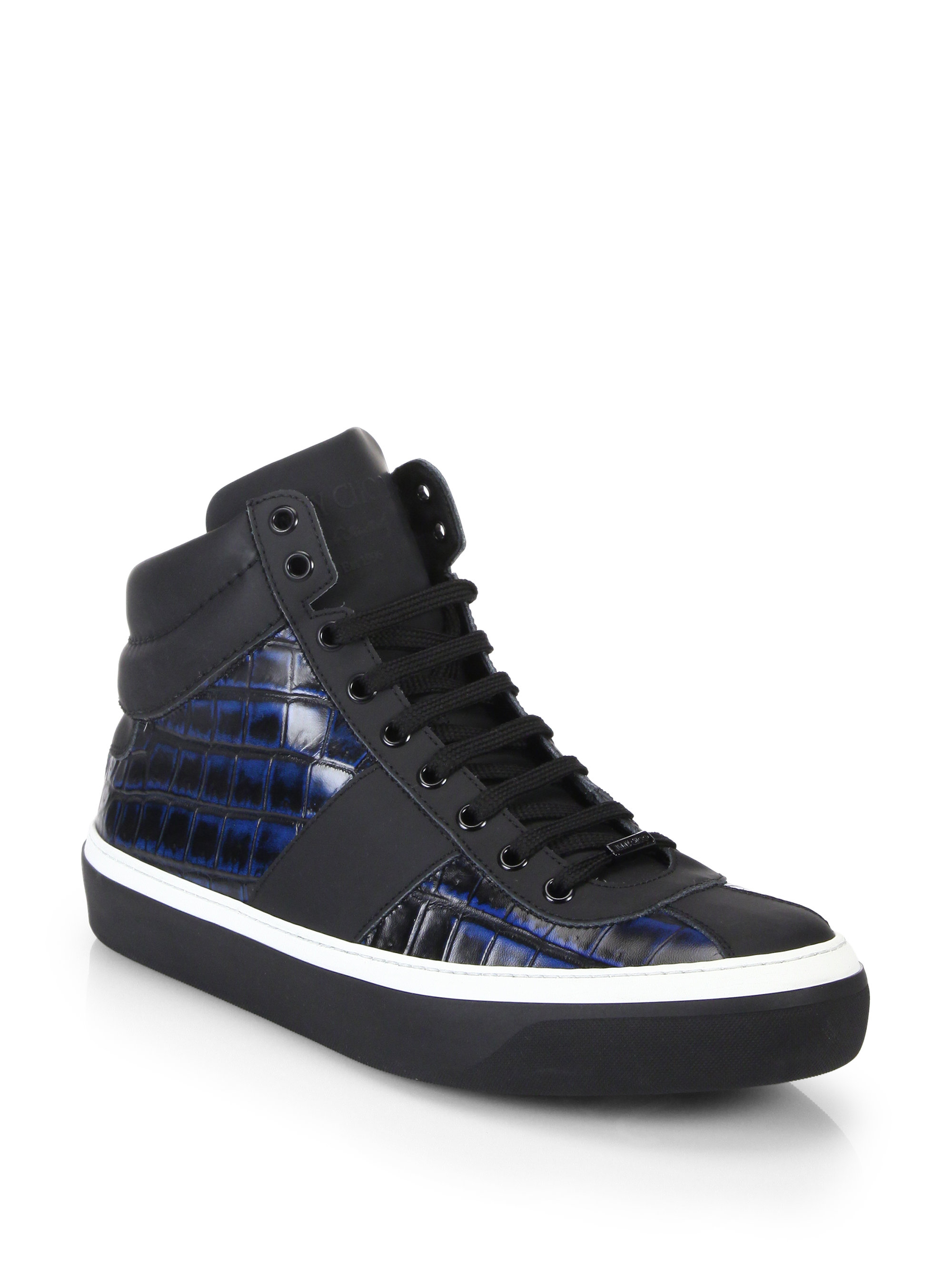 Lyst - Jimmy Choo Belgravi Croc-printed Leather High-top Sneakers in ...