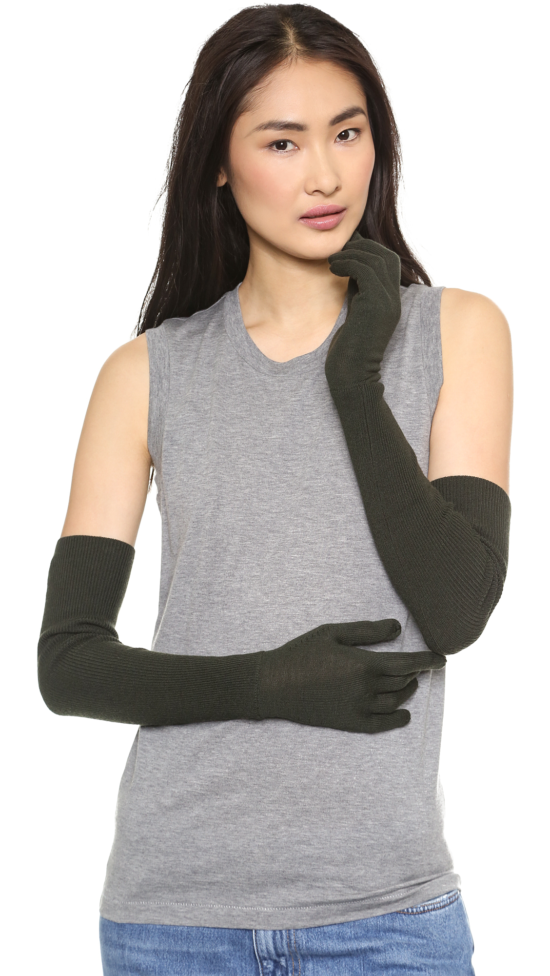Lyst - Acne Studios Deco Gloves Dark Green in Green