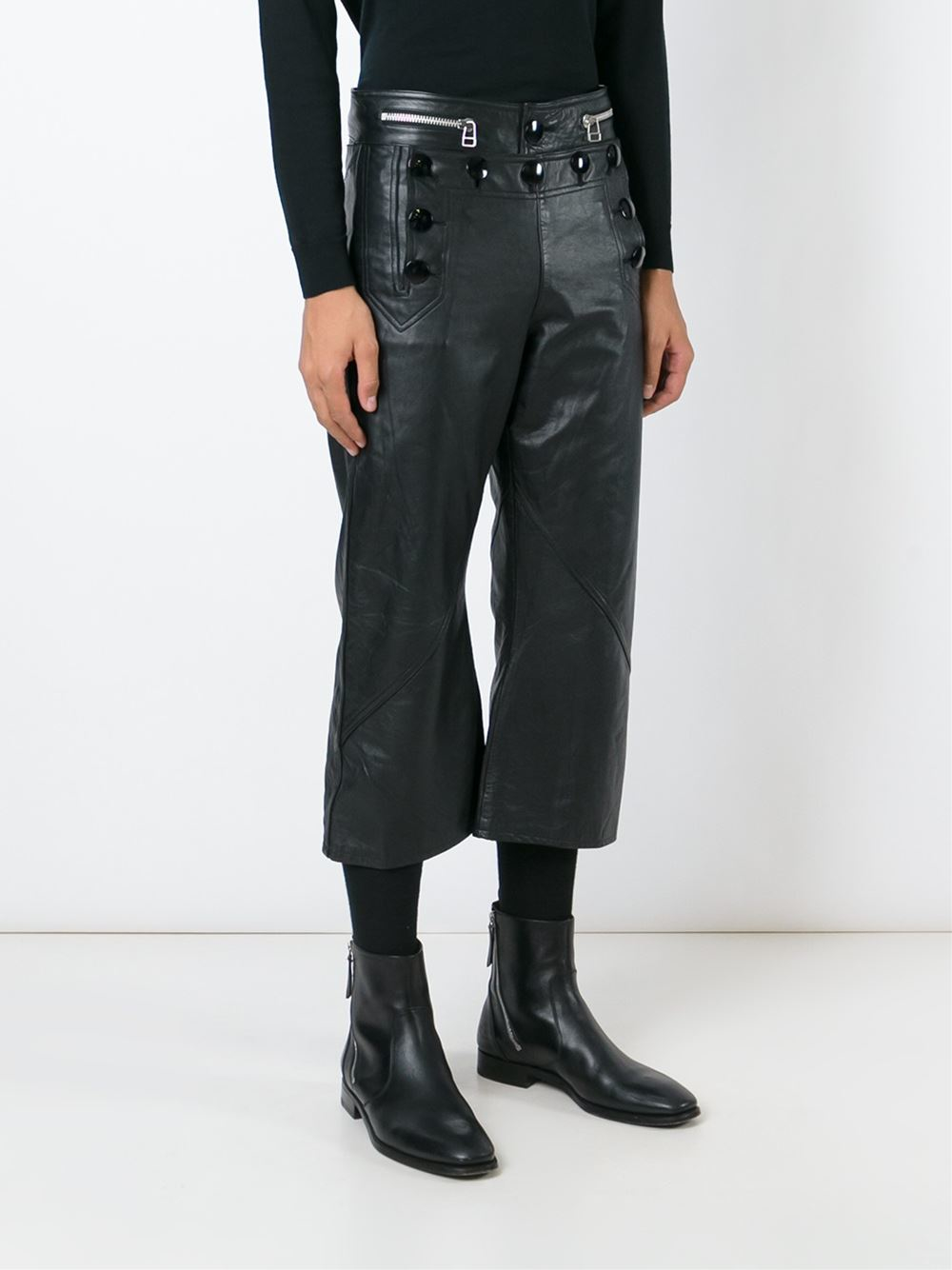 Lyst - Jean Paul Gaultier Leather Sailor Trousers in Black for Men