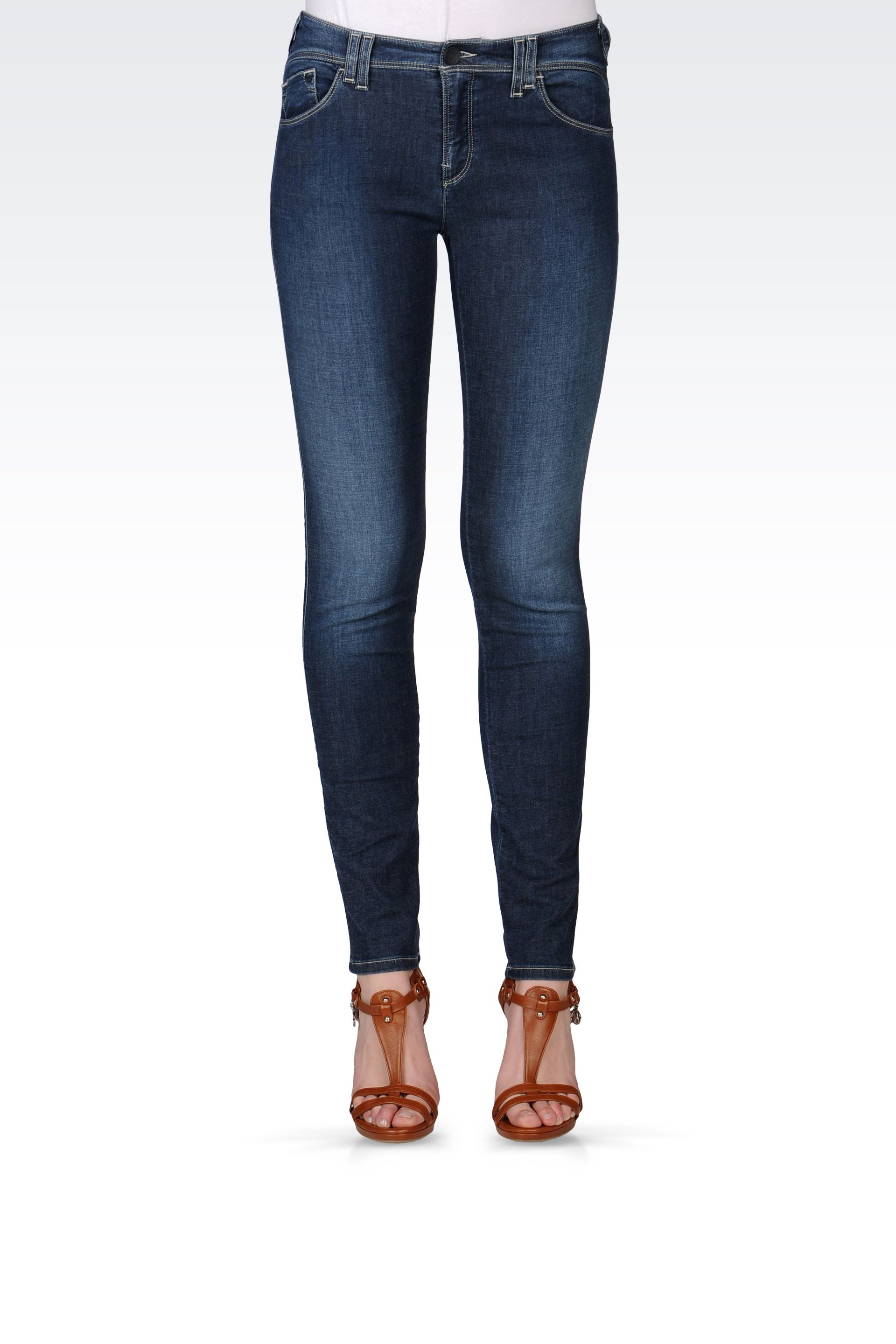 Armani Jeans Low Rise Skinny Jeans in Blue | Lyst