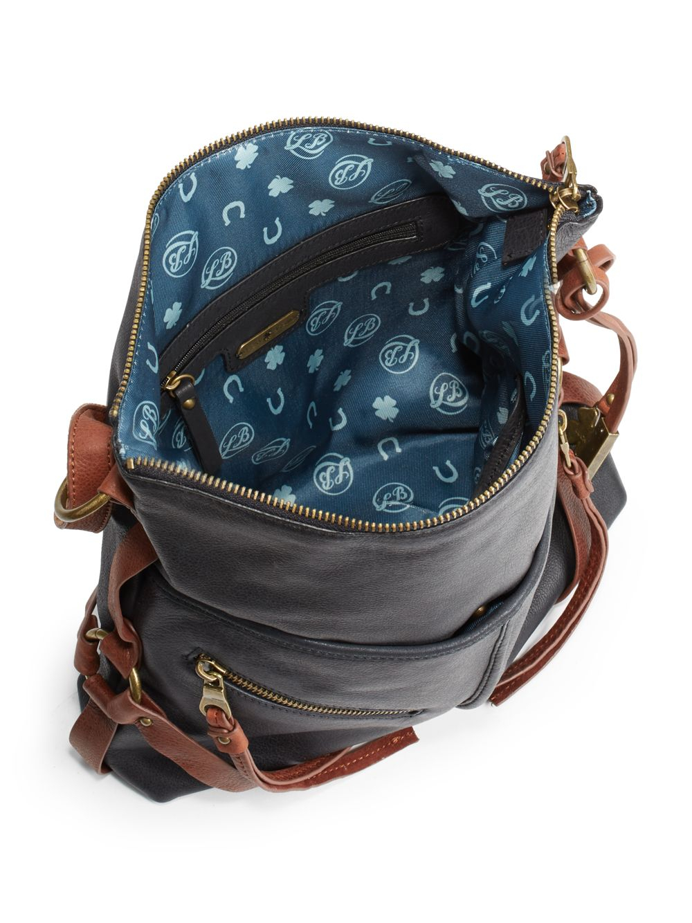 Lucky Brand Delta Leather Crossbody Hobo Bag in Gray - Lyst