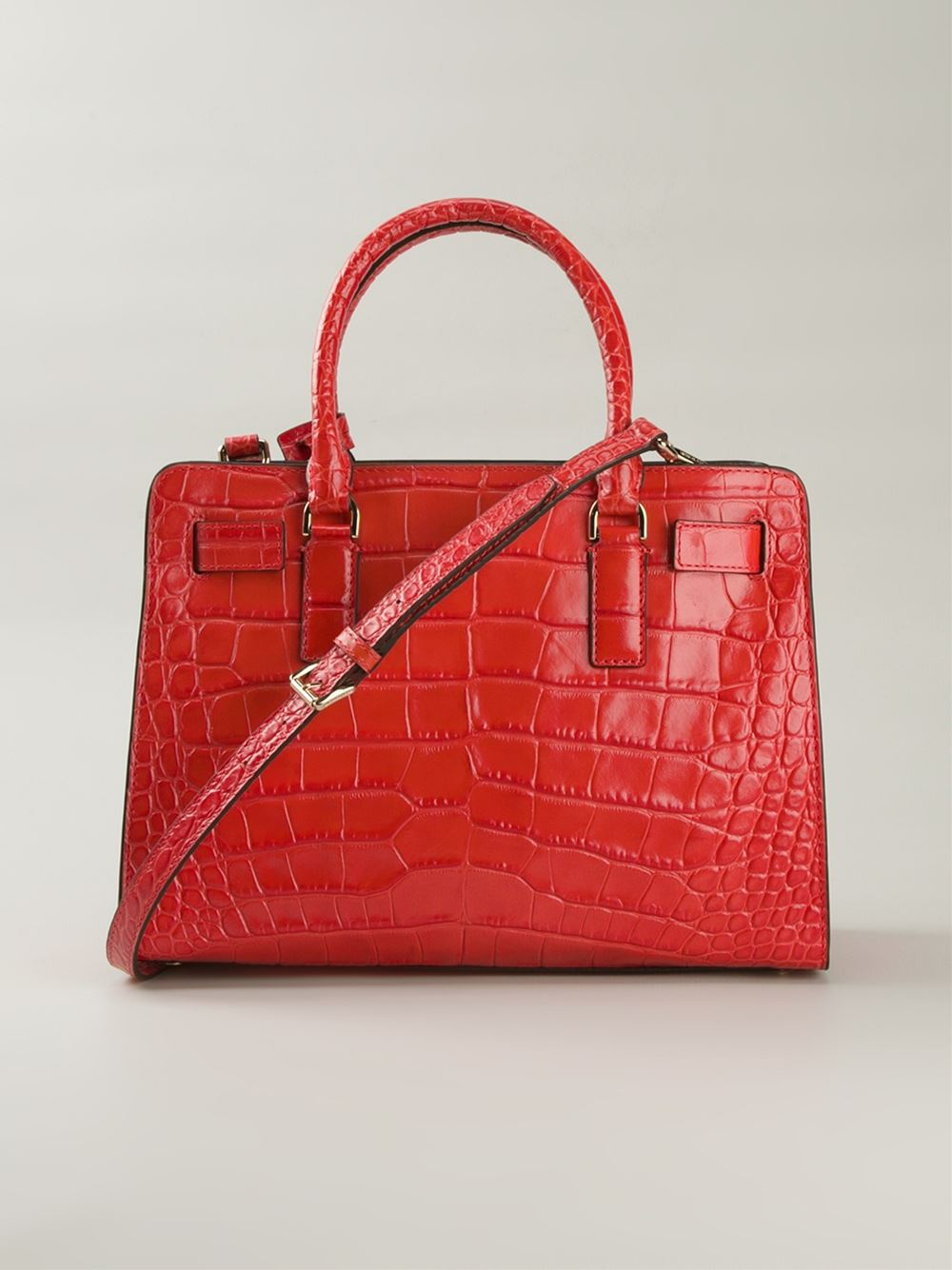 Michael michael kors 'dillon' Crocodile Effect Tote in Red | Lyst
