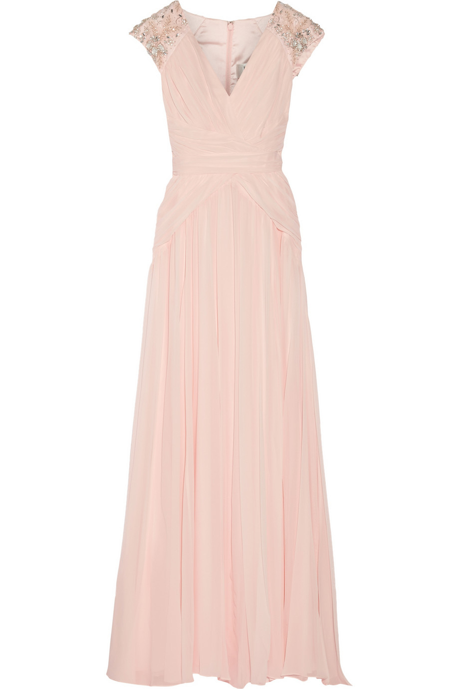 Lyst Badgley Mischka Embellished Silk Chiffon Gown In Pink