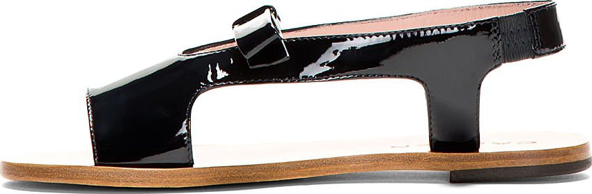 Carven Black Patent Leather Bow Sandals in Black | Lyst