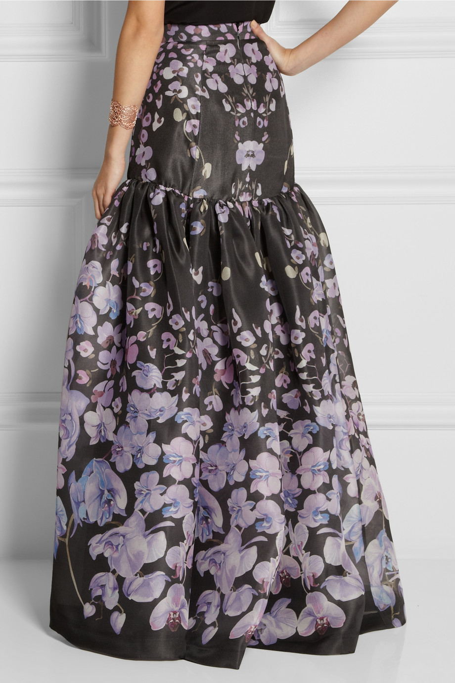 Lyst - Temperley london Orchidea Printed Silk-Gazar Maxi Skirt in Purple