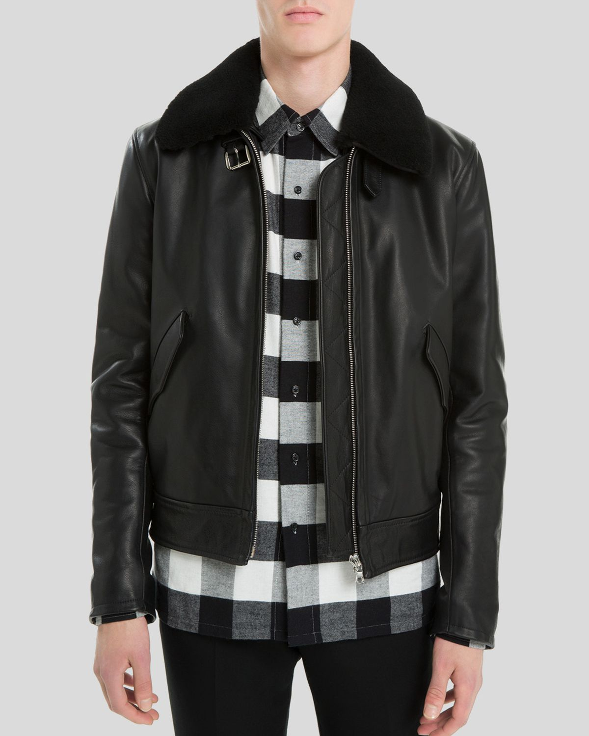 Sandro Pilot Leather Jacket | Pilot leather jacket, Bomber jacket ...