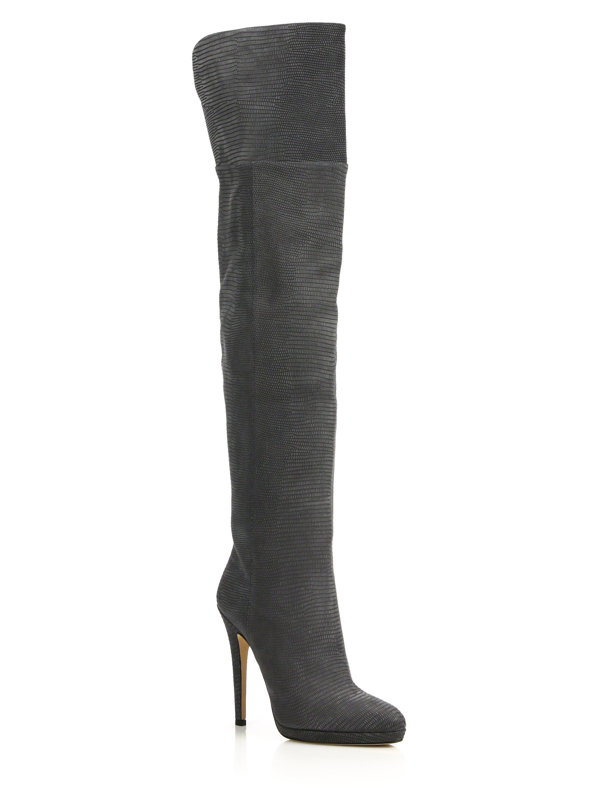 Lyst - Jimmy Choo Giselle Lizard-embossed Leather Over-the-knee Boots ...