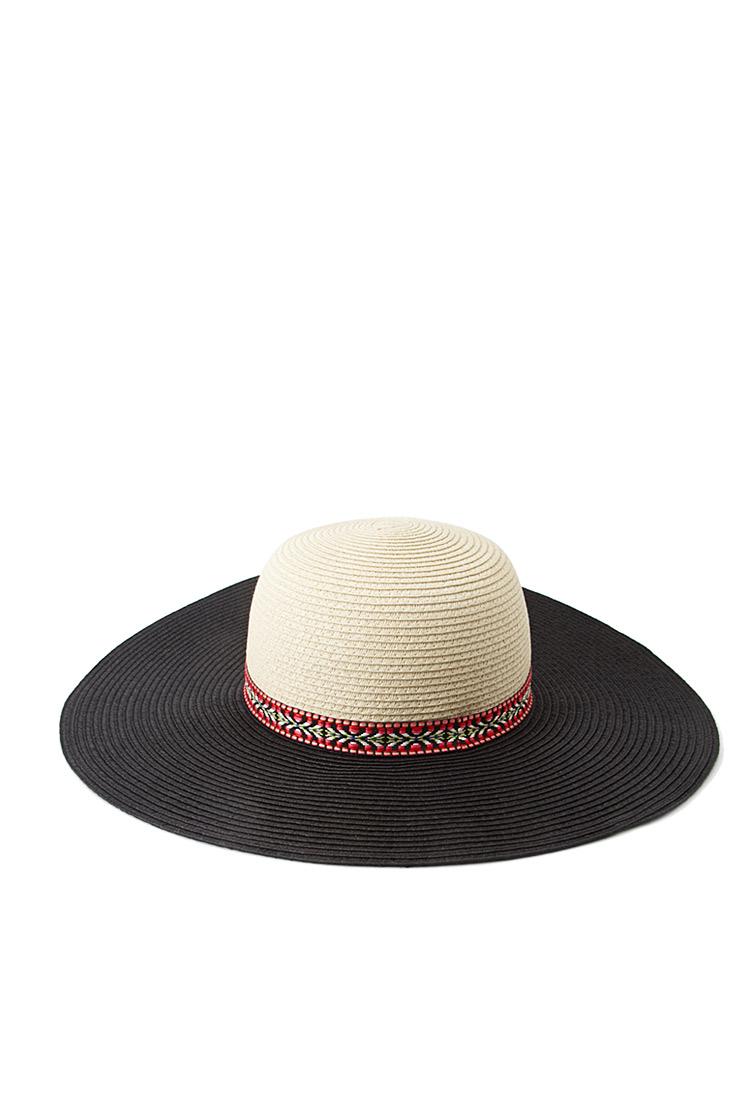 Lyst - Forever 21 Embroidered Band Straw Hat in Black