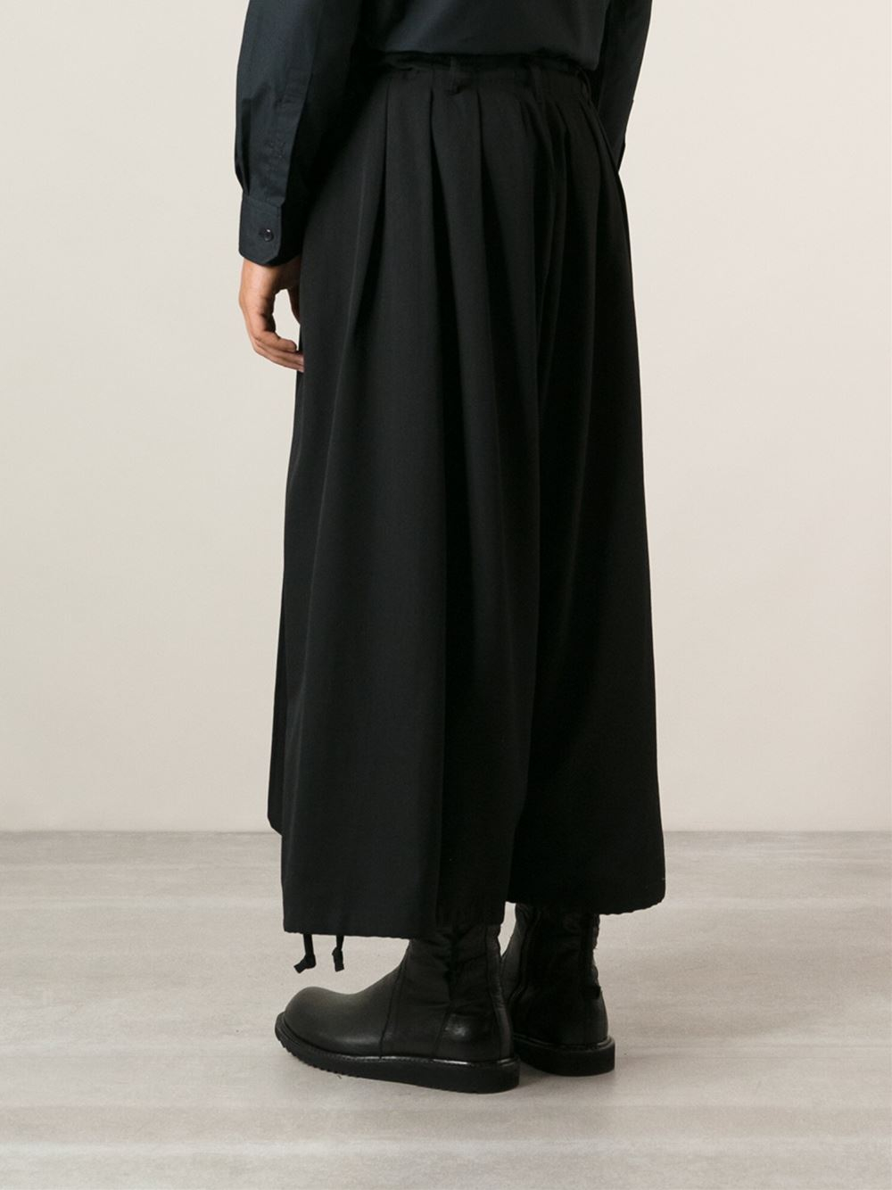 Yohji yamamoto Wide Leg Wrap Pants in Black for Men | Lyst