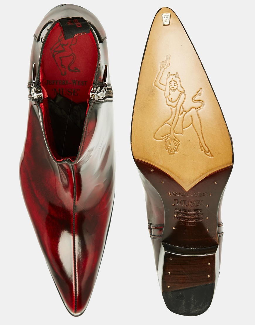 Jeffery West Zip Cuban Heel Boots in Red for Men - Lyst