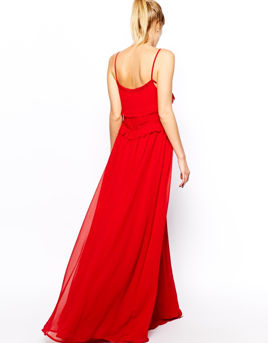 Mango Strappy Maxi Dress in Red - Lyst